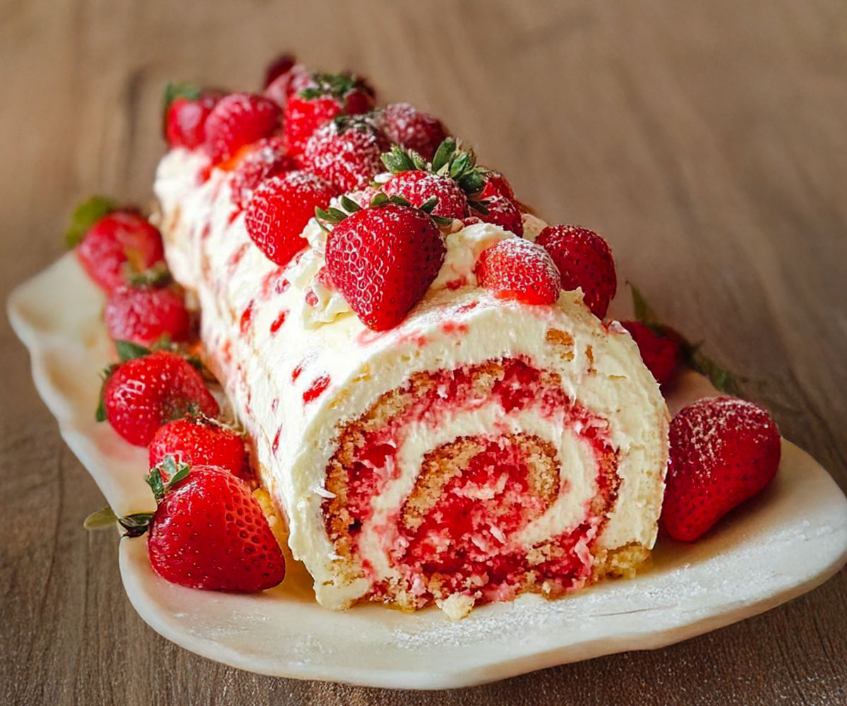 Gâteau Roulé aux Fraises d’Anniversaire – Chef